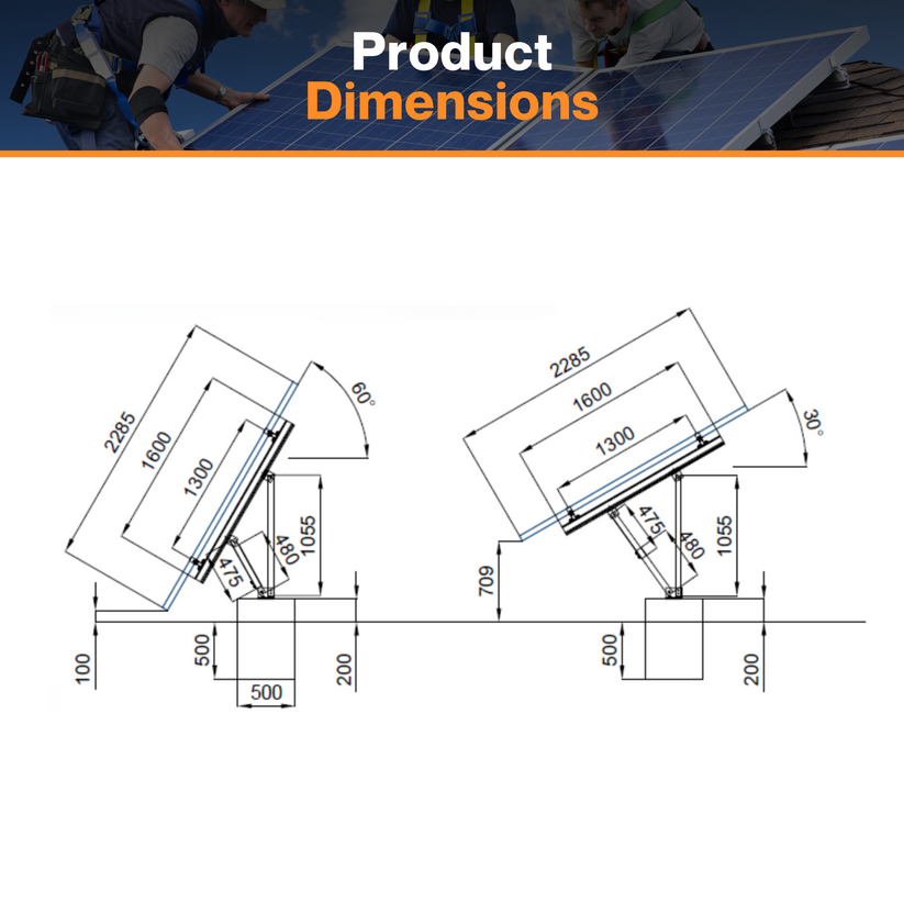 Maple Leaf Canada 4 Panel Goose Adjustable Ground Mount | 30°- 60° Adj – MapleLeafPowerSystems
