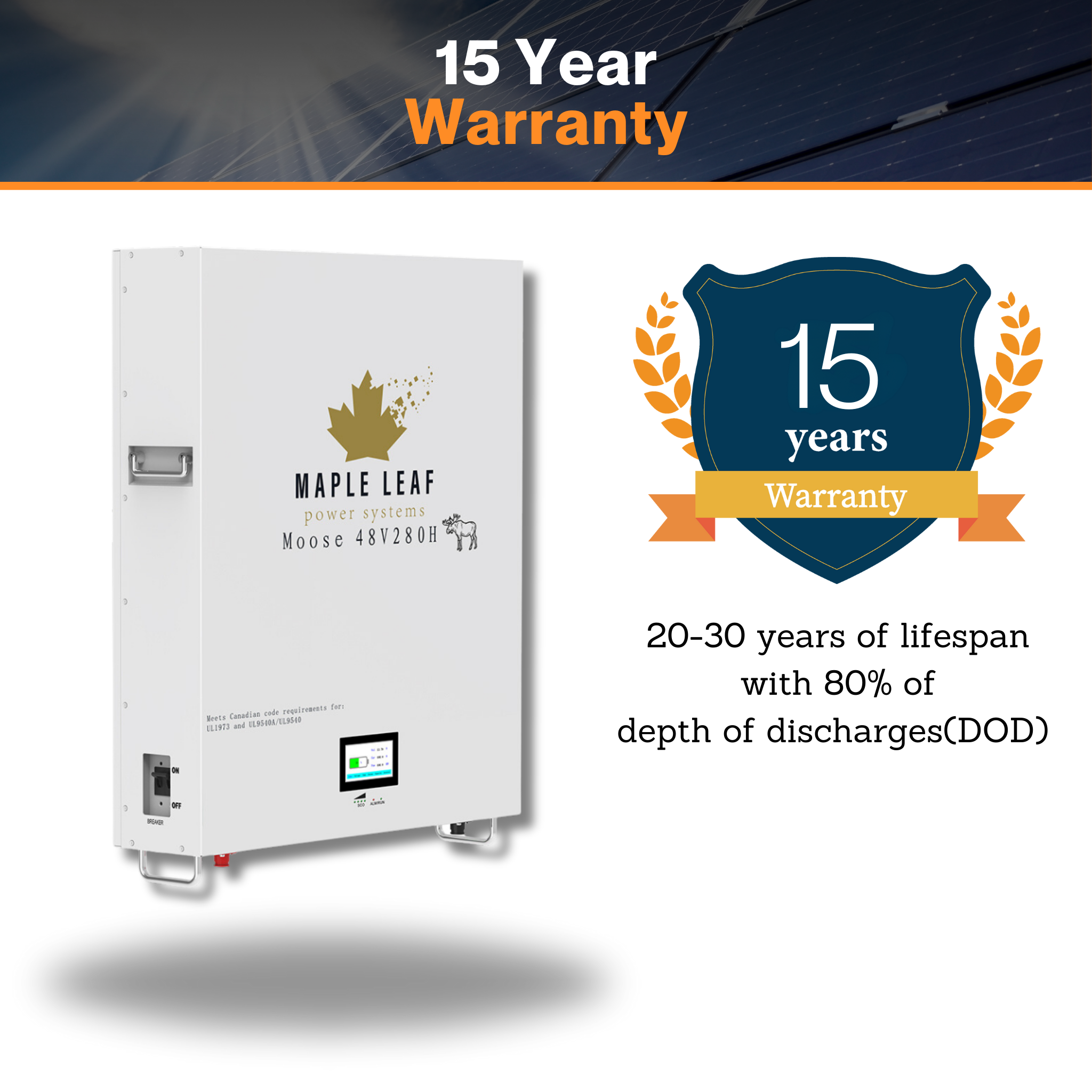 Maple Leaf 14.34KW 48V 280A Battery | Wall-mounted LiFePO4 All Weather – MapleLeafPowerSystems