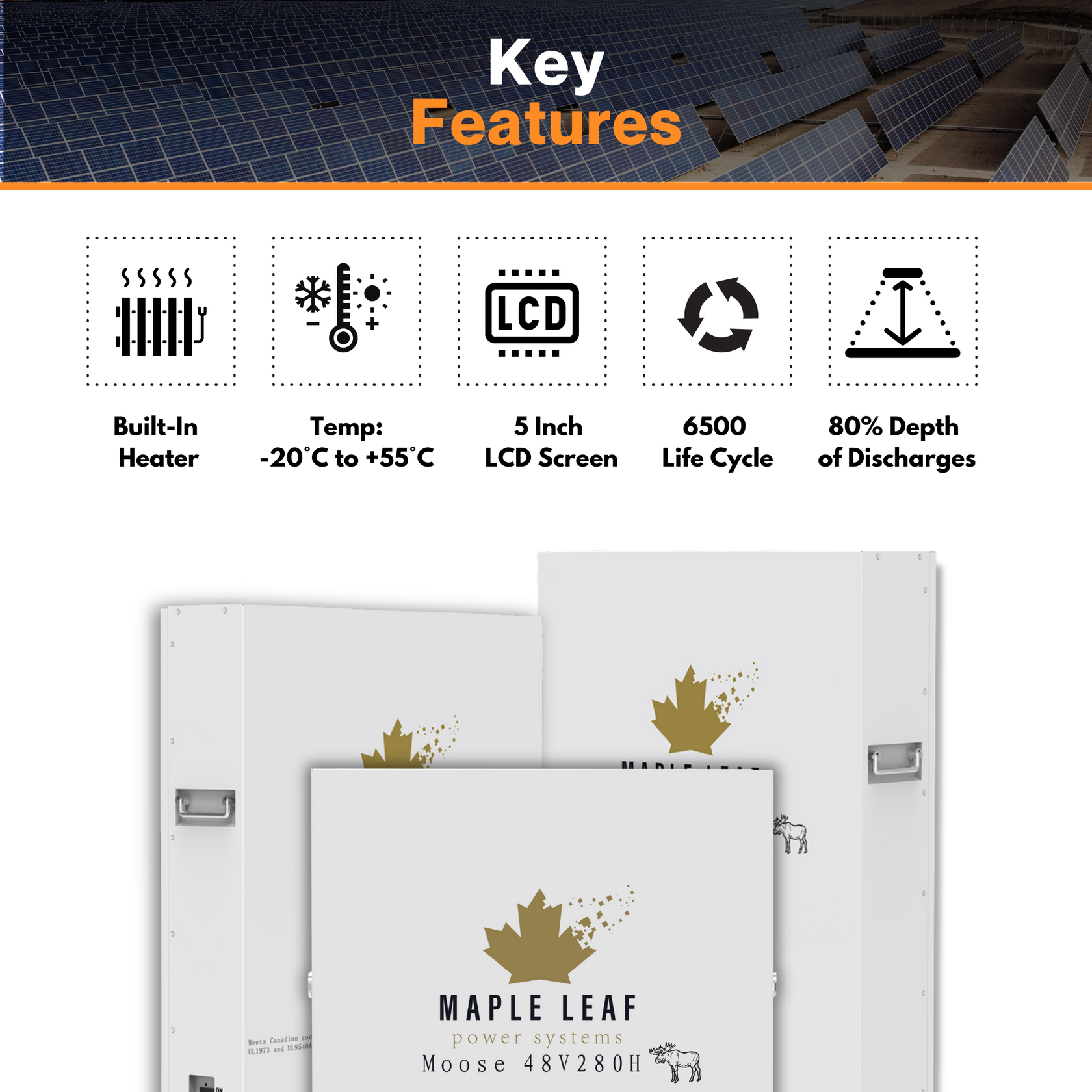 Maple Leaf 14.34KW 48V 280A Battery | Wall-mounted LiFePO4 All Weather – MapleLeafPowerSystems