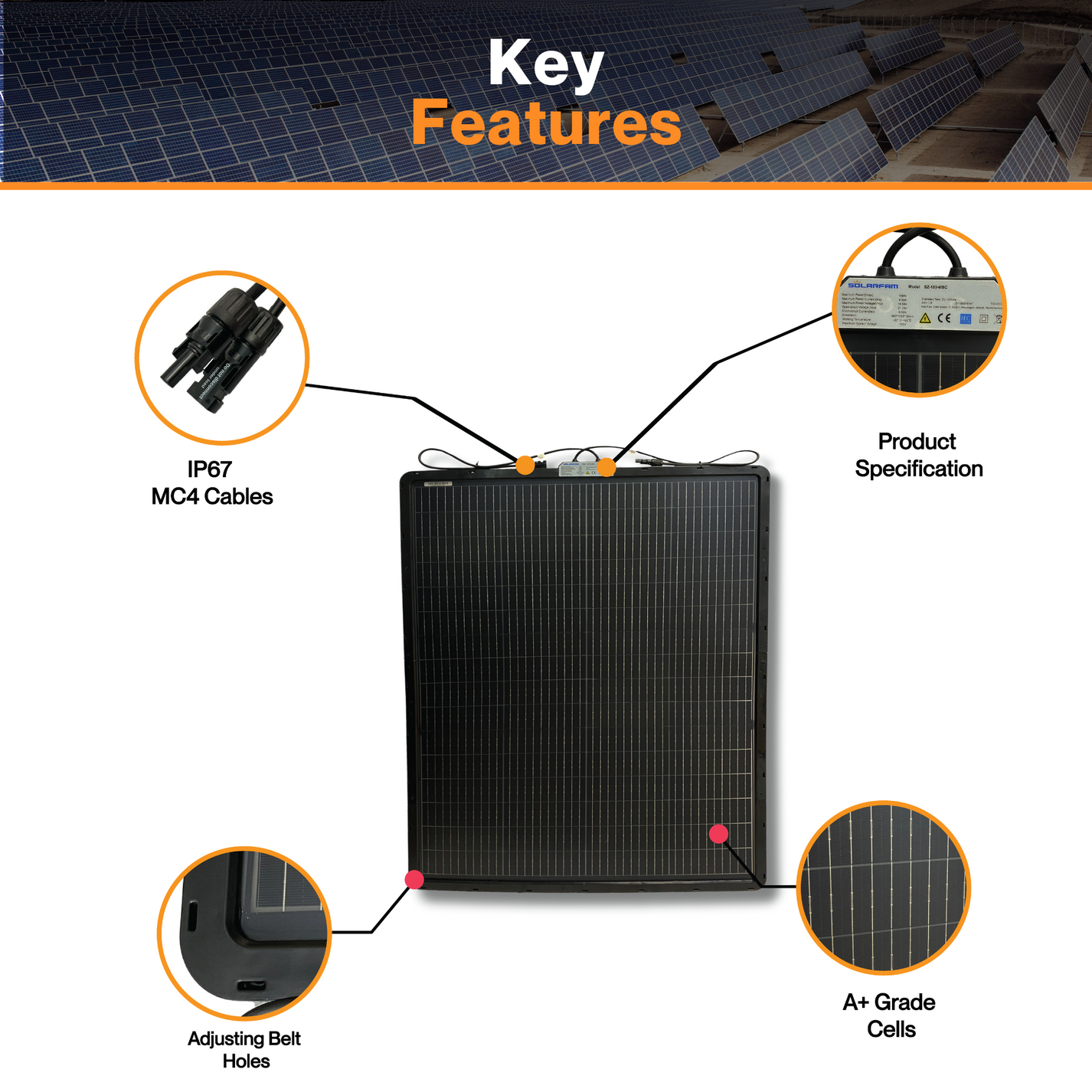 Maple Leaf 150W Balcony Semi-flexible Solar Panel - Bendable Lightweig ...