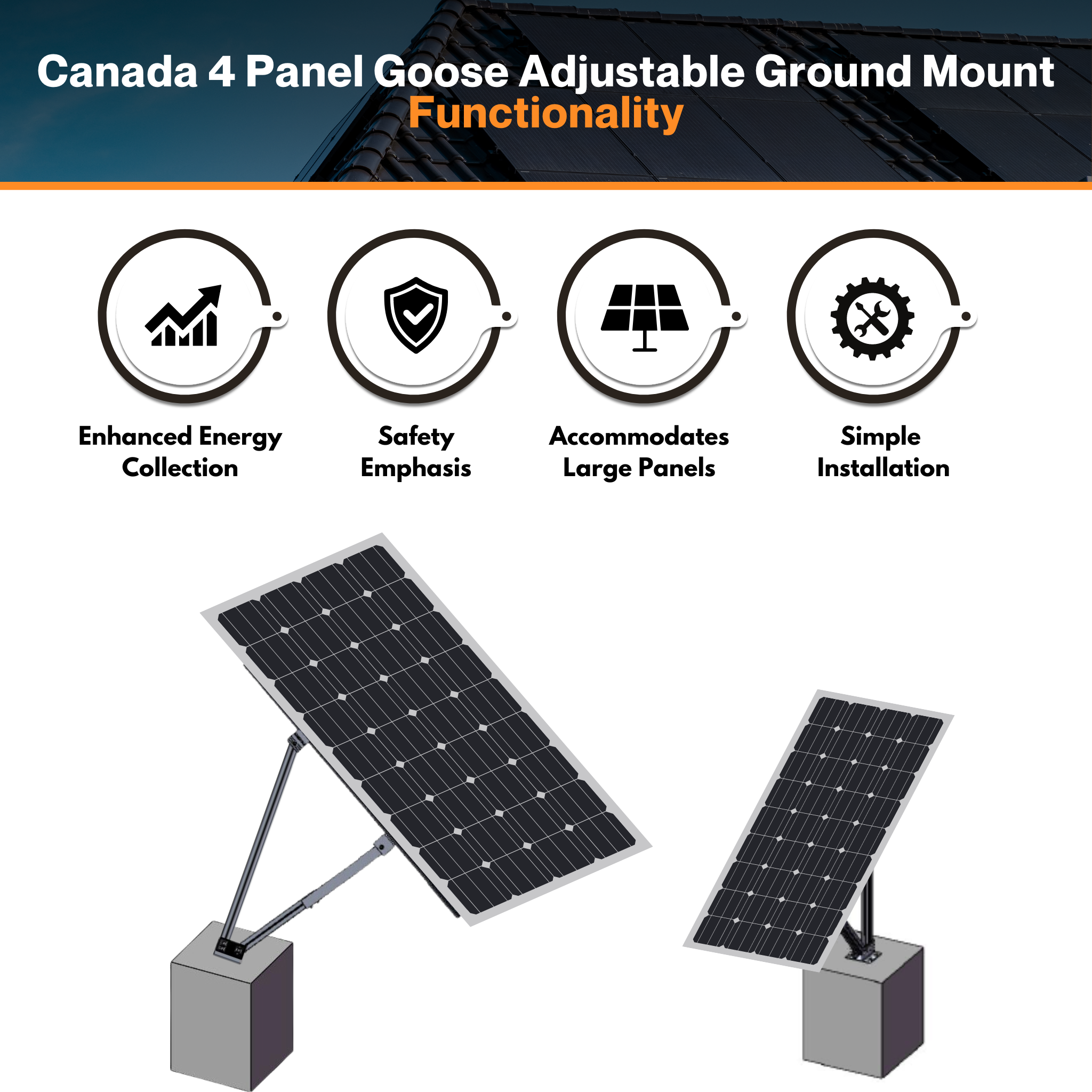Maple Leaf Canada 4 Panel Goose Adjustable Ground Mount | 30°- 60° Adj – MapleLeafPowerSystems