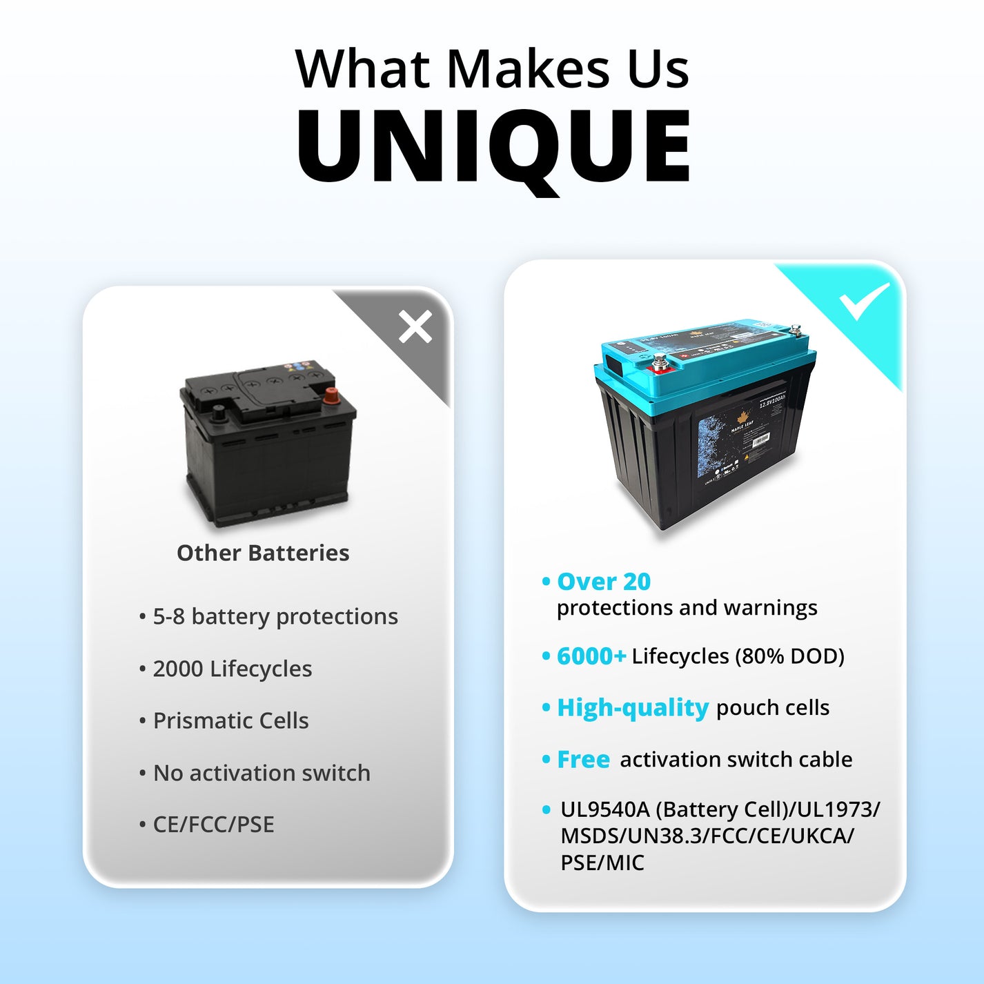 Maple Leaf 12V 100AH Lithium Iron Phosphate Battery W/ Self-Heating Fu ...