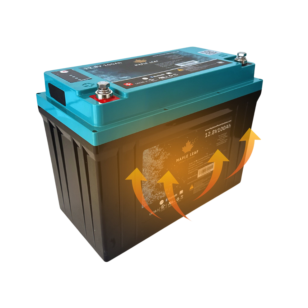 Maple Leaf 12V 100AH Lithium Iron Phosphate Battery W/ Self-Heating Fu ...